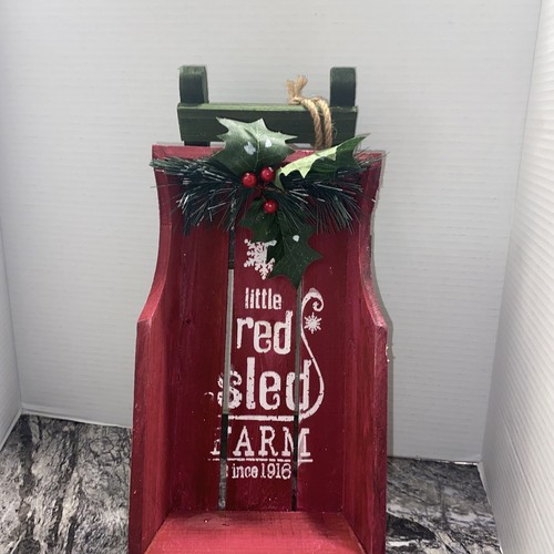 16 Inch Christmas Decoration Little Red Sled Made Out Of Wood Nwot | eBay