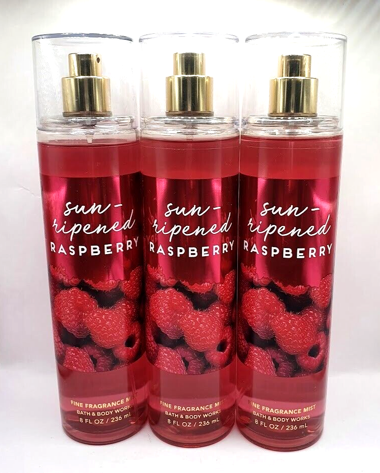 BATH AND BODY WORKS SUN-RIPENED RASPBERRY BODY MIST 8 FL OZ EACH (3 ...