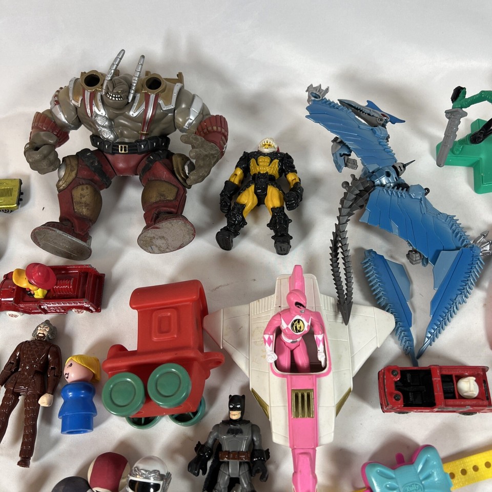 big junk drawer bottom of toy box lot vintage old small toys Approx 5.5 ...