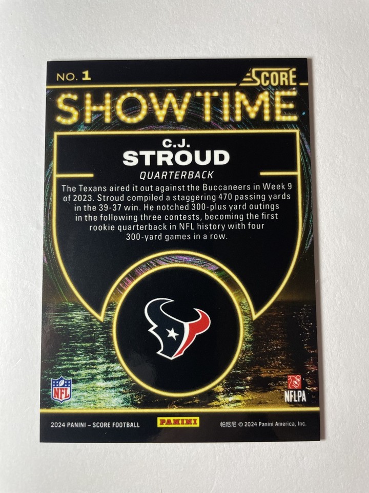 2024 Panini Score NFL Showtime Lenticular SP C.J. Stroud Texans | eBay