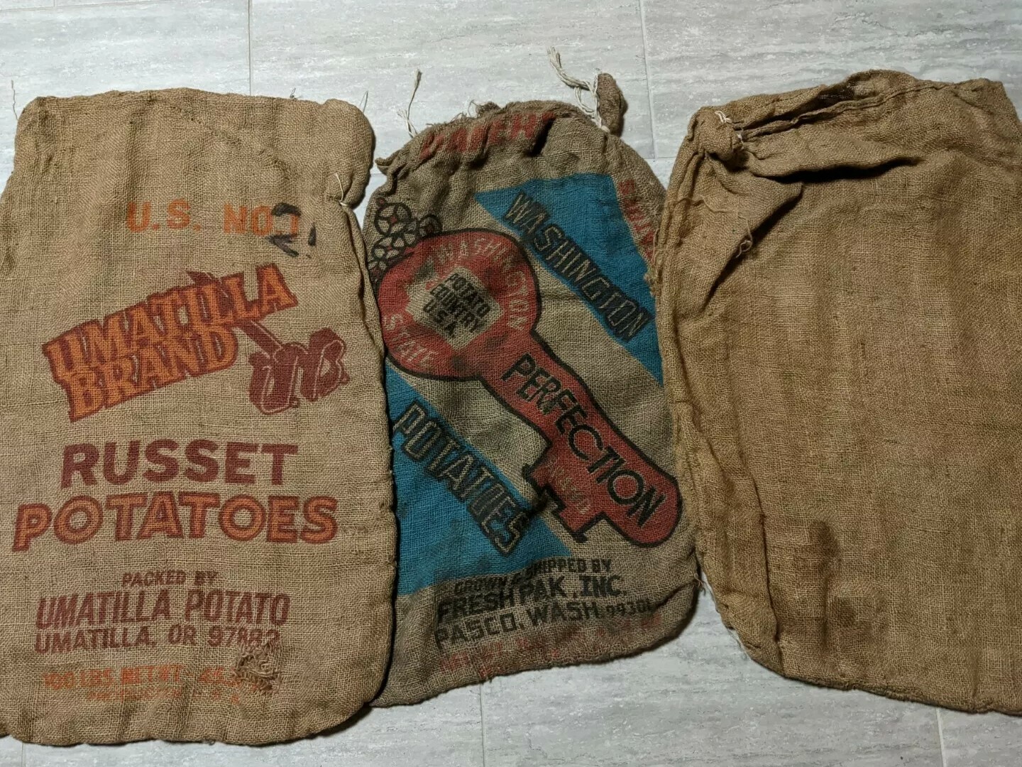 3 Vintage BURLAP potato SACKs, Umatilla OR & Pasco, Washington | eBay