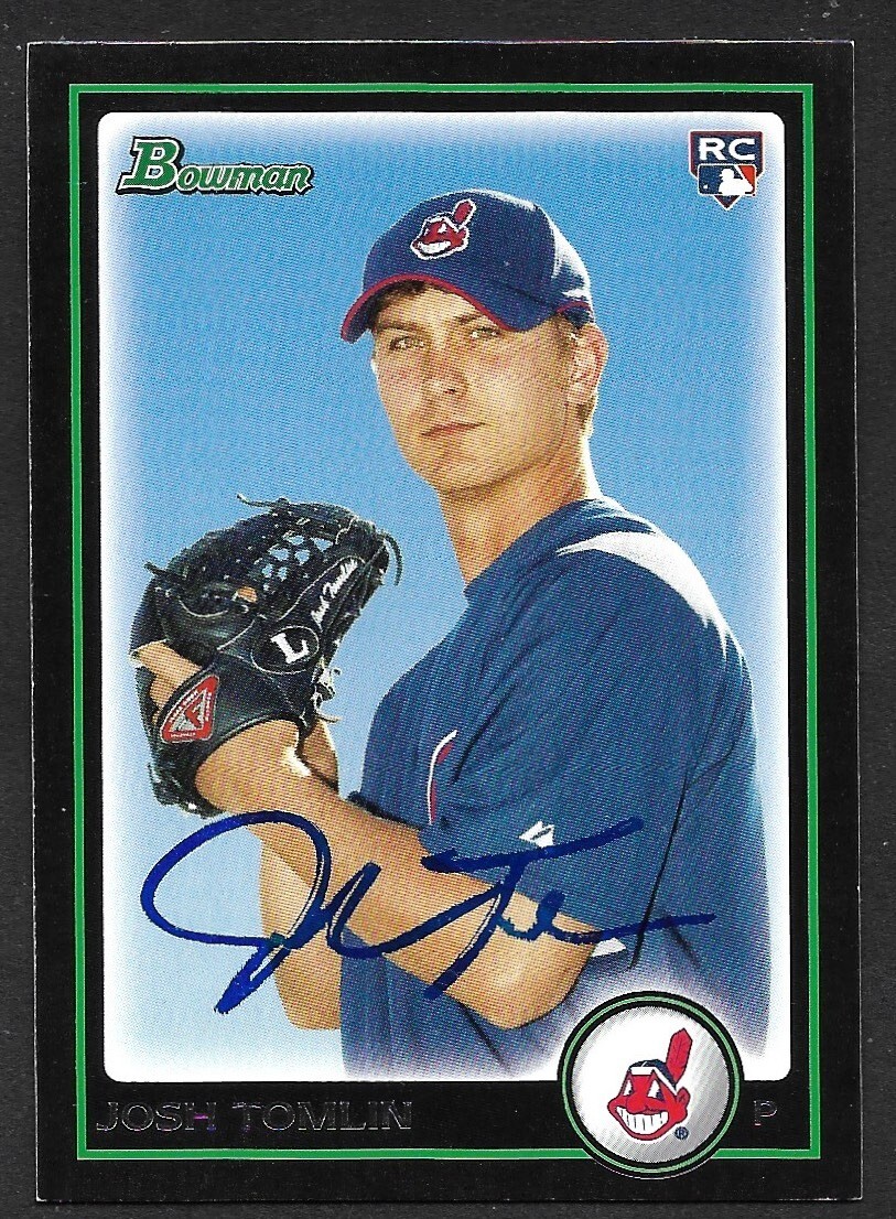 2010 BOWMAN BDP 76 Josh Tomlin ROOKIE INDIANS SIGNED AUTOGRAPH AUTO COA ...