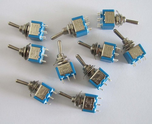 10x DPDT Guitar Mini Toggle Switch 2 Position ON/ON 6 PIN Car/Boat ...