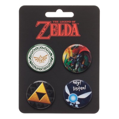 Legend of Zelda Button Pack Set of 4 Round 1.25" Pinback Hey Listen ...