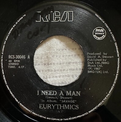 Rare EURYTHMICS ANNIE LENNOX "I Need A Man: PHILIPPINES 1987 RCA RCS ...