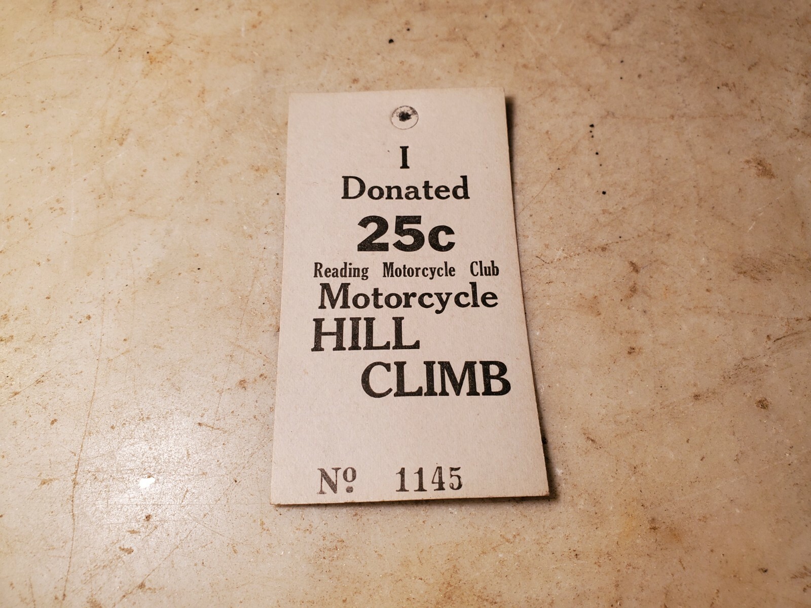 Antique Reading Motorcycle Club Oley Pa Hill Climb Ticket #1145 Gypsy ...