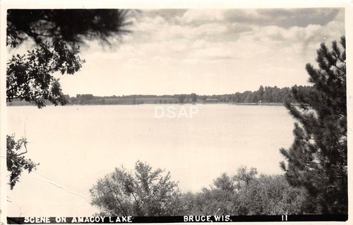 C26/ Bruce Wisconsin Wi Postcard Real Photo RPPC 1947 Scene on Amacoy ...