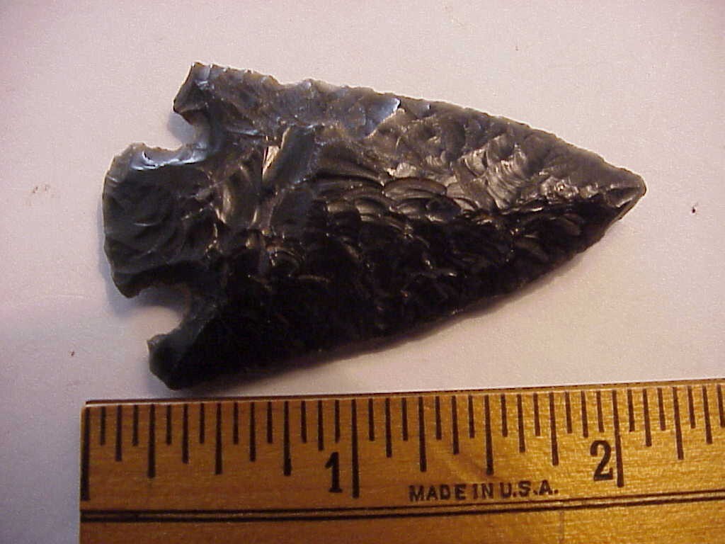 HELLS CANYON BASAL NOTCHED ARROWHEAD, BLACK OBSIDIAN, HISTORIC 1200 ...