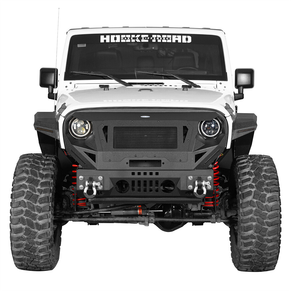 Hooke Road Mad Max Grille + Front Bumper For Jeep Wrangler JK 2007-2018 ...