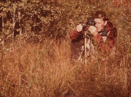 1970s Photographer Man Tripod Camera Nature Autumn Scene Taking ...