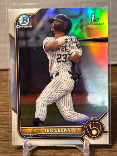 ERIC BROWN JR BREWERS 2022 BOWMAN CHROME DRAFT 1ST REFRACTOR CARD # BDC ...