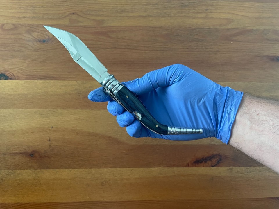 3.9" Spanish Navaja Sevillana Pocket Knife Blue Stamina Wood Scales ...