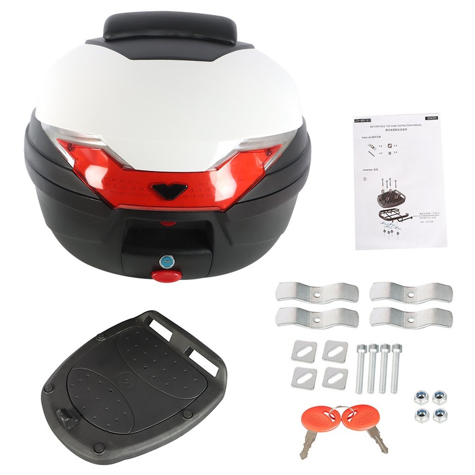 32L Motorcycle Trunk Scooter Tail Box Top Lock Luggage Storage Kit Case ...
