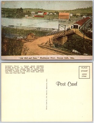 Old Mill Dam Muskingum River Duncan Falls Ohio Postcard | eBay