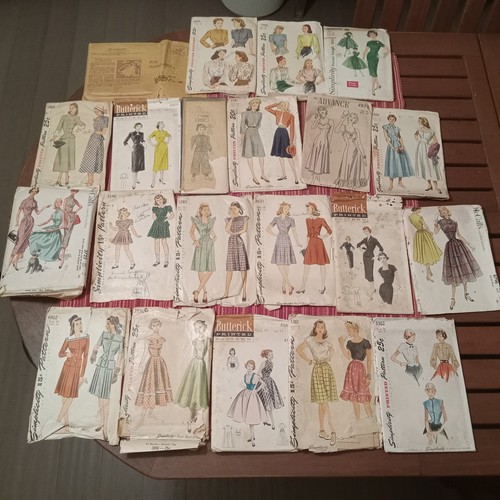 Vintage Lot Of 21 Sewing Patterns 1940s 1950s Advance Simplicity ...