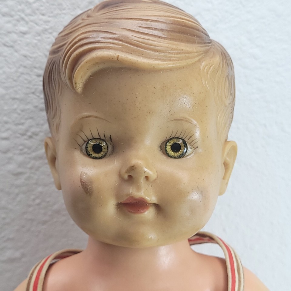 Vintage EEGEE Rubber Boy Doll 13 Inch w/ Clothes, Molded Hair, N.Y ...