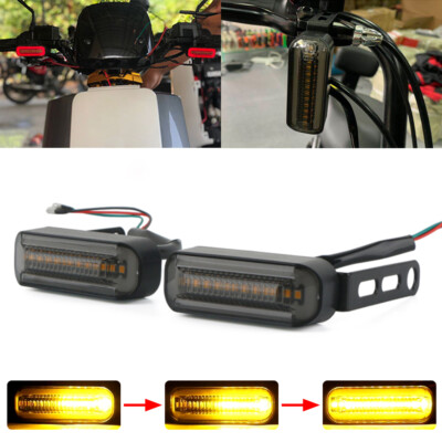 2Stk Fließende Motorrad LED Blinker Bremslicht Tagfahrlicht mit Halter ...