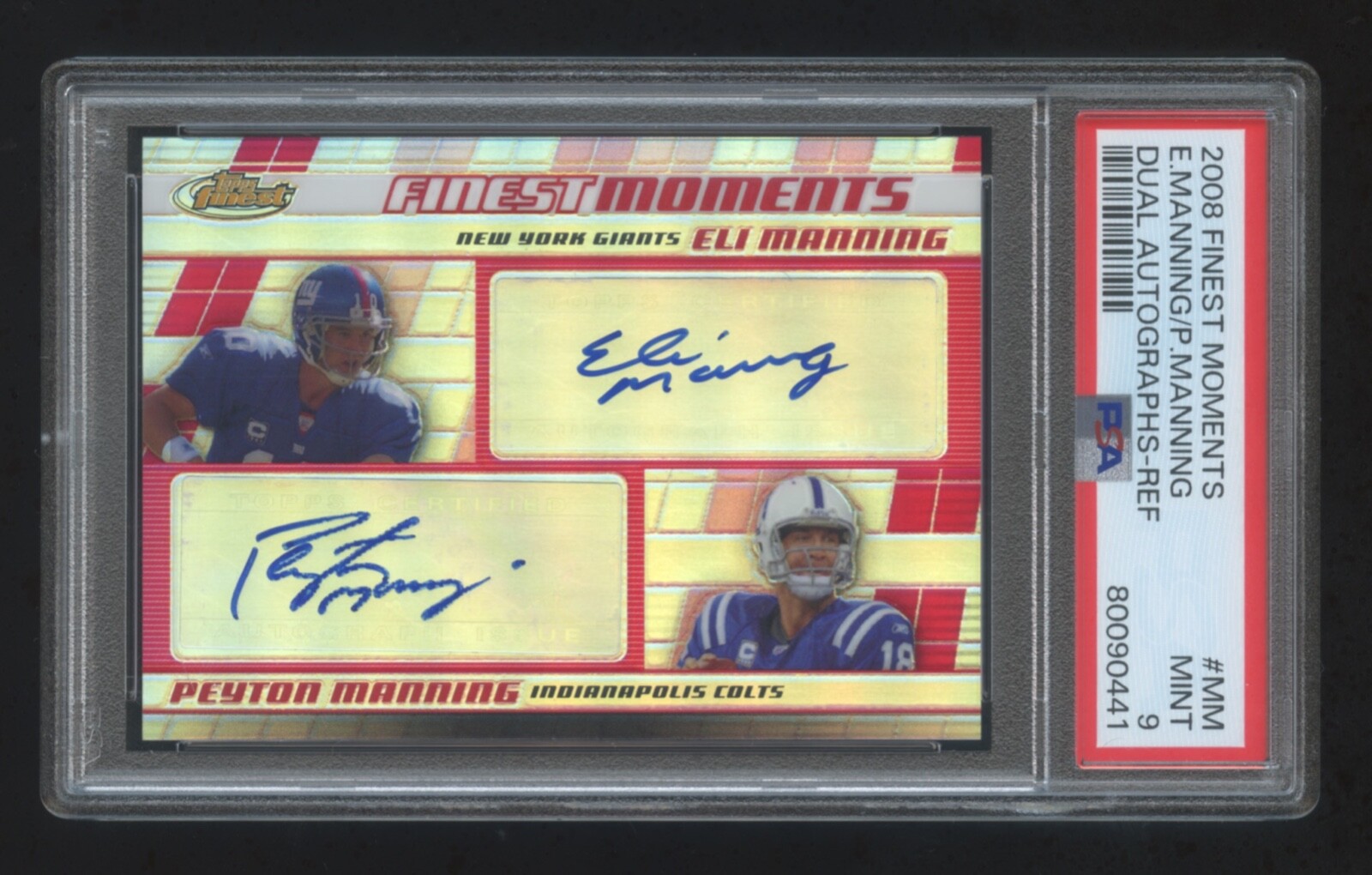 POP 1 PSA 9 Peyton Manning-Eli Manning 2008 FINEST DUAL AUTOGRAPH ...
