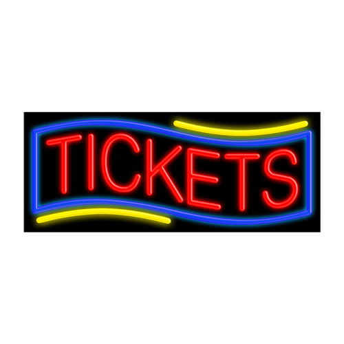 Tickets Glass Neon Sign 32"L x 13"H #10921 | eBay