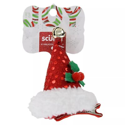 Scunci Christmas Hat Mini Hair Clip With Sequence And Jingle Bell | eBay