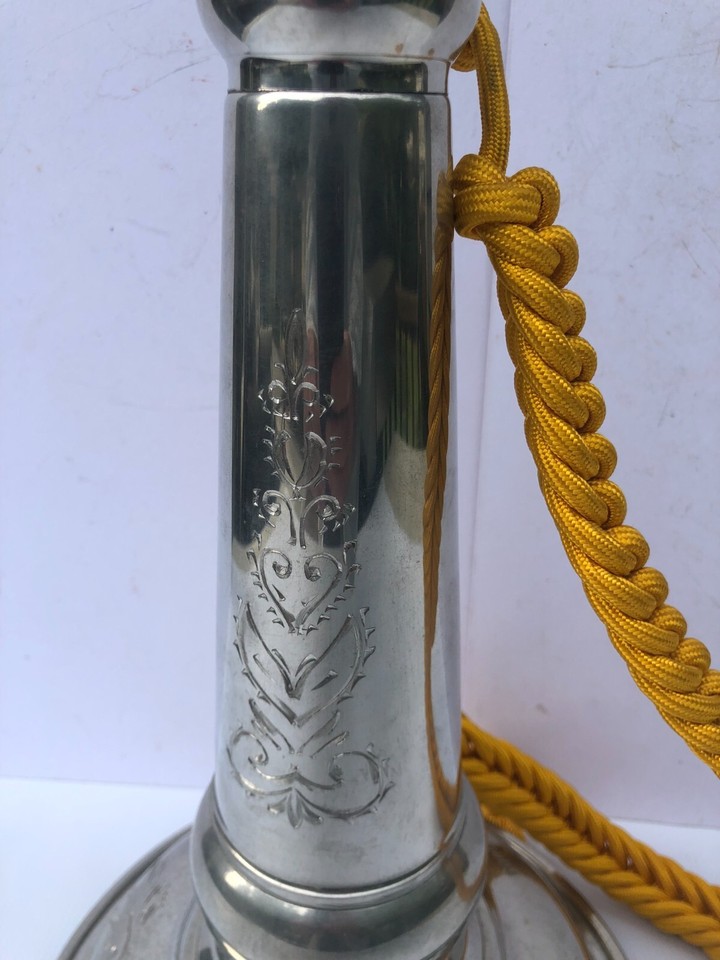 Vintage Silver Engraved Fireman Presentation Speaking Trumpet Fire ...