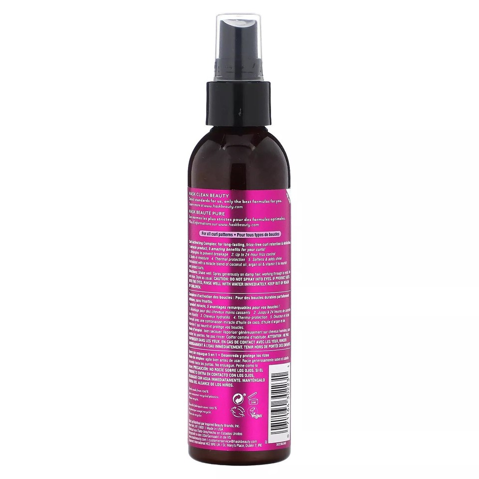 Hask Curl Care 5 In 1 Spray 6 oz Detangles & Protects Curls Coconut ...