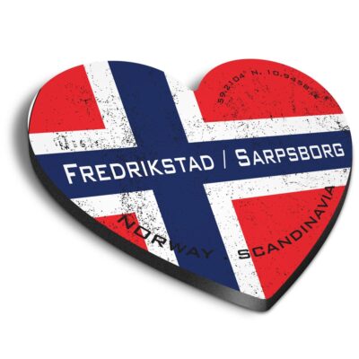 1x Heart Fridge MDF Magnet Fredrikstad/Sarpsborg Norway Flag #60020 ...