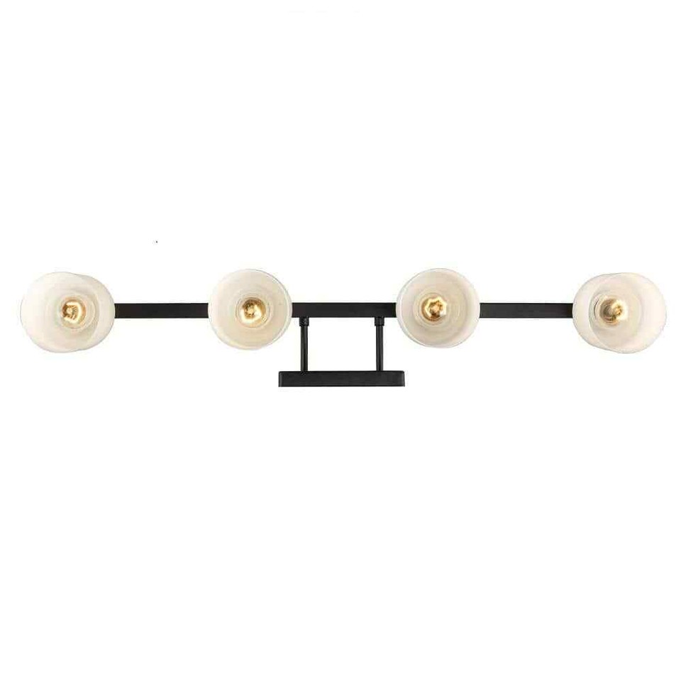 Bel Air Lighting Mod Pod 31.25 in. 4-Light Black Bathroom Vanity Light ...