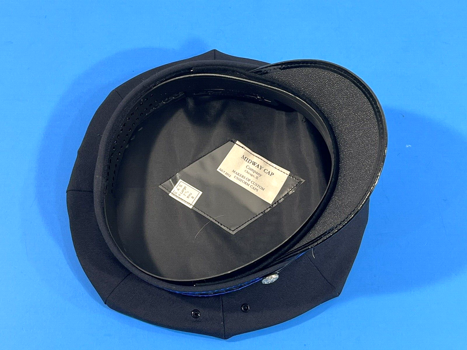 NEW MIDWAY CAP CO 8 POINT NAVY HAT W/ VENTED CANE BAND & BLUE ACCENTS ...