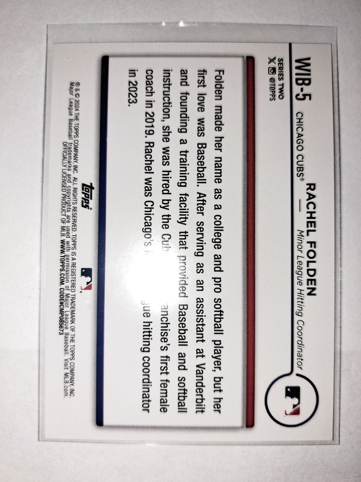 2024 Topps Series 2 Rachel Folden #WIB-5 Women in Baseball Insert | eBay