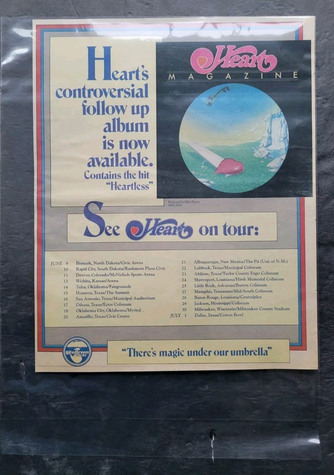 Heart Magazine Album & Tour Promo Print Advertisement Vintage 1978 | eBay