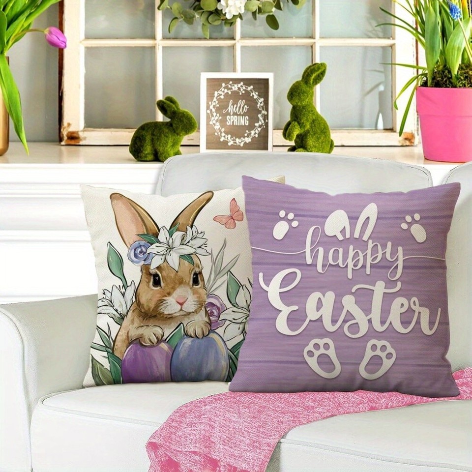 Easter Bunny Jesus Pillowcase Jesus “He Is Risen” Cross Bunny Porch ...
