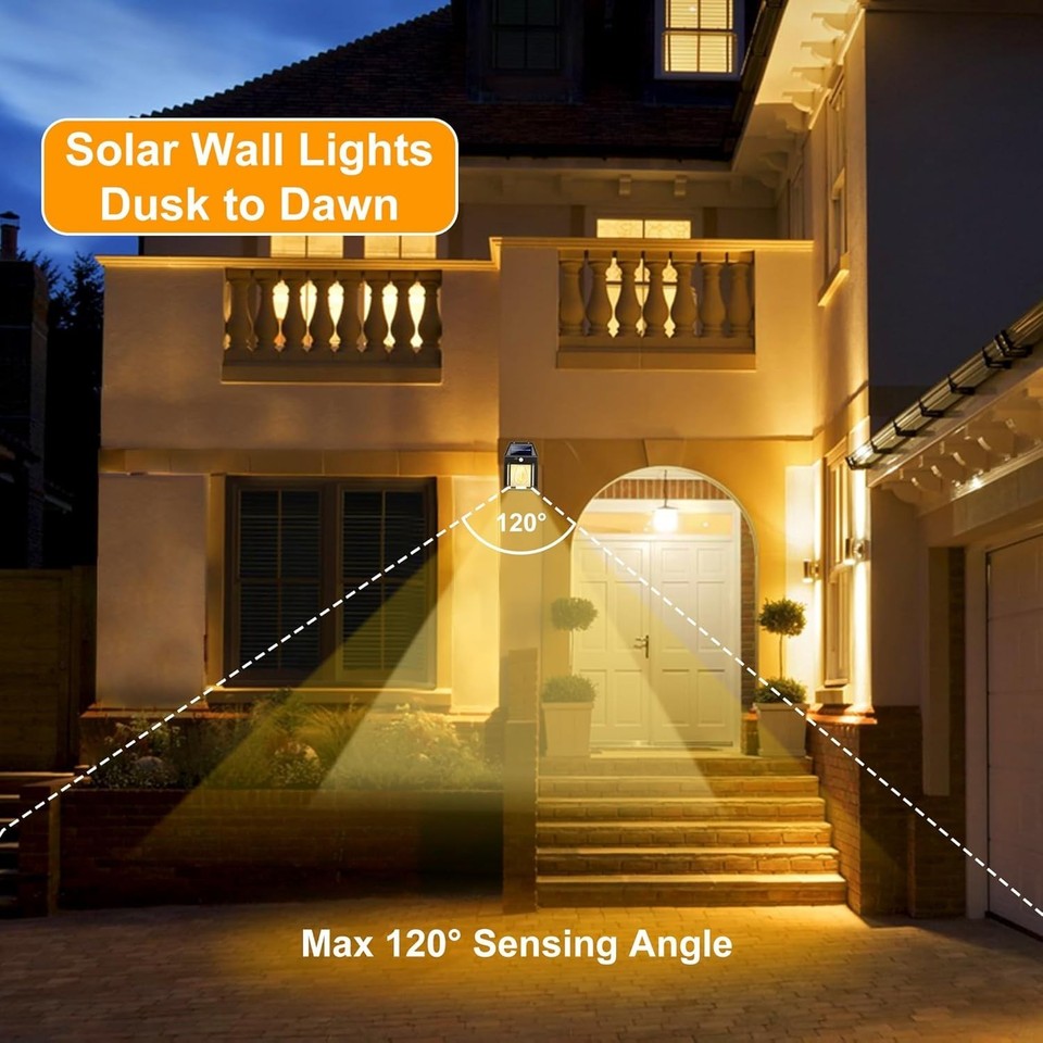 Solar Powered Wall Light Outdoor Lantern PIR Motion Sensor Garden ...