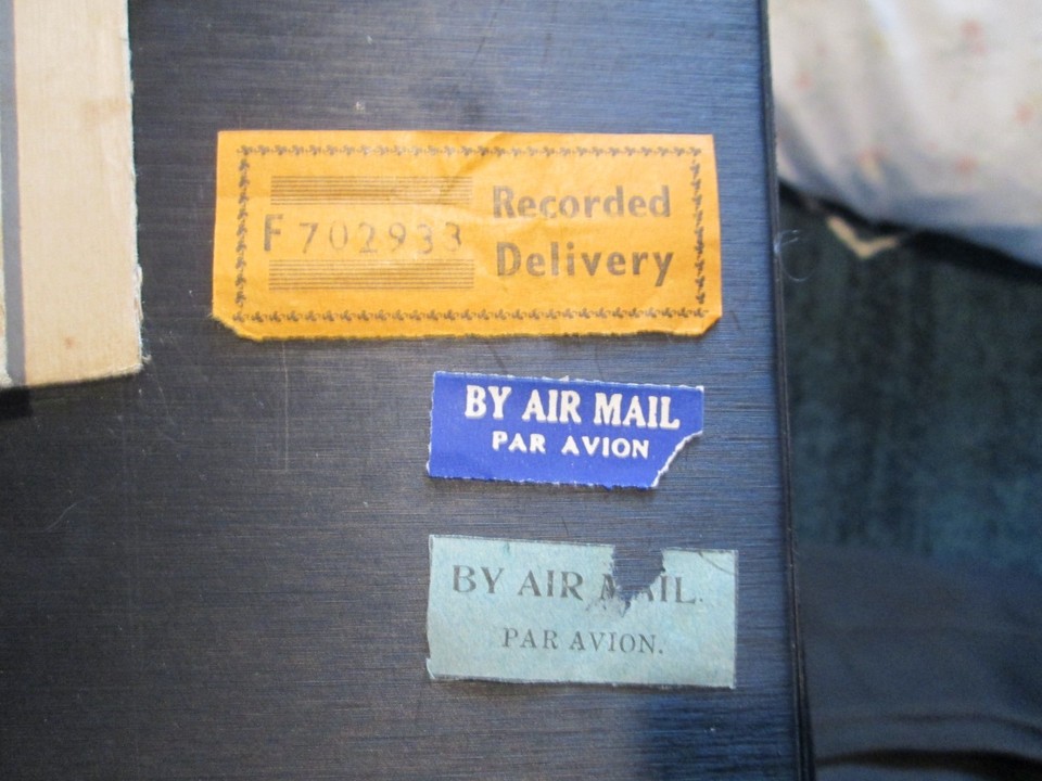 POST OFFICE RECORDED DELIVERY LABEL & 2x BY AIR MAIL PAR AVION LABELS ...