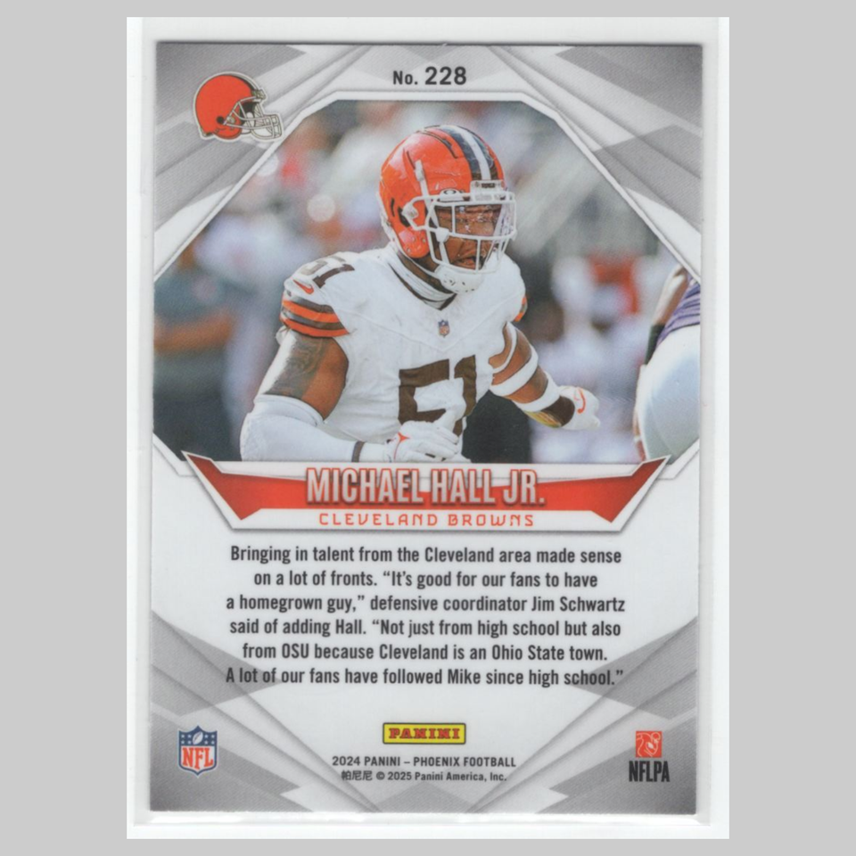 Michael Hall Jr. Rookie #228 2024 Panini Phoenix Cracked Ice Cleveland ...