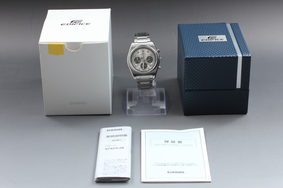 [MINT Box] CASIO EDIFICE EFB-730 Silver Day Date Men's Quartz Watch ...