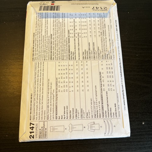 Simplicity 2147 Misses Mini Dress Tunic Pattern Learn to Sew UCT Sz 6 ...