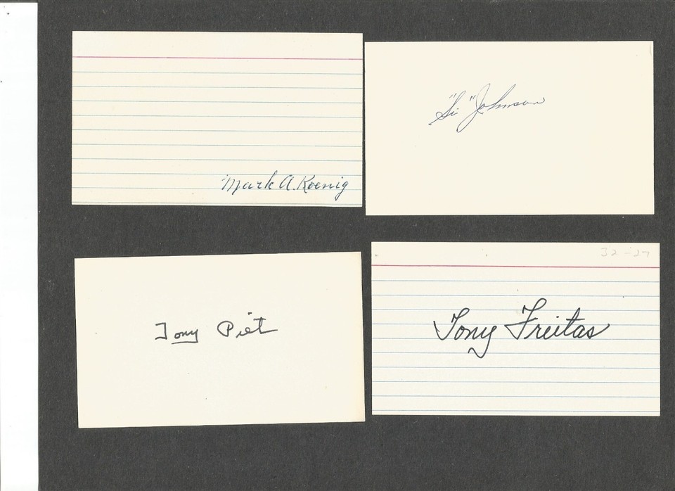 7 vintage signed 3x5 index cards 1934 Cincinnati Reds | eBay