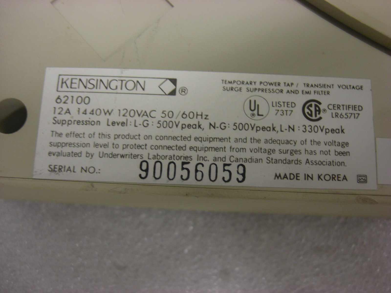 Kensington 62100 12a 1440w 120vac temporary power tap | eBay