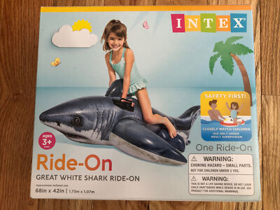 Intex Shark Ride-On Water Toy Pool Float 68in X 42in New Inflatable ...