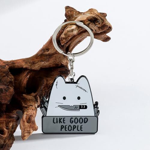 Funny Cat Keychains for Women Men | Cool Metal Enamel Key Holder Cat ...