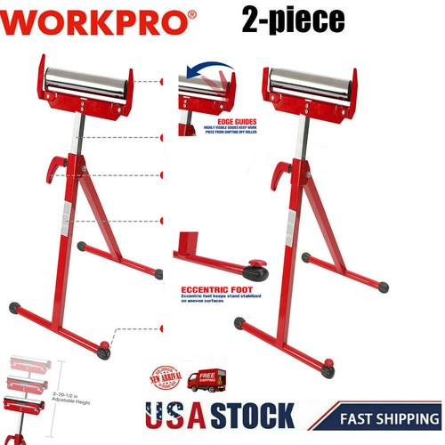 WORKPRO 2PC Folding Roller Stand Saw Horse Height Adjustable 250Lb Load Capacity 820909741817| eBay