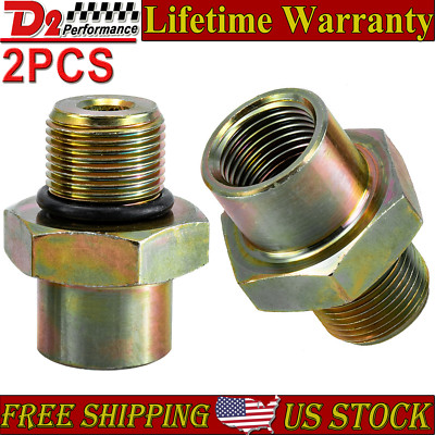 Pair Transmission Oil Cooler Connector Adapter Male 11/16-20UNF Female ...