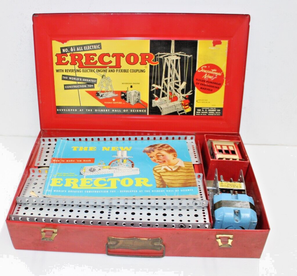 ERECTOR SET “No. 6 1 /2 All Electric” by A.C. Gilbert In Metal Box ...