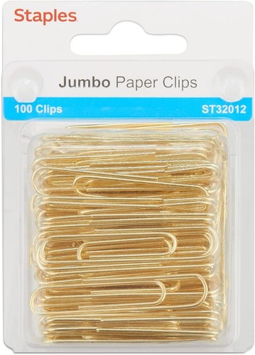 Staples 480112 Jumbo Gold Paper Clips Smooth 100/Pack (32012) | eBay