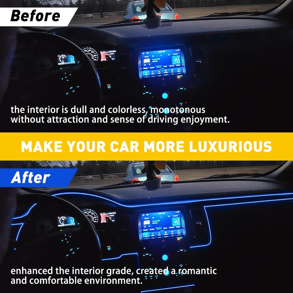 13.1ft Music Interior Auto Car Mode Atmosphere Strip Wire Light LED USB ...