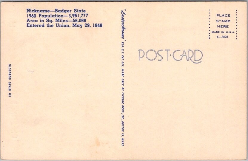 c1960s WISCONSIN Greetings Postcard State Map / Cartoon Drawings ...