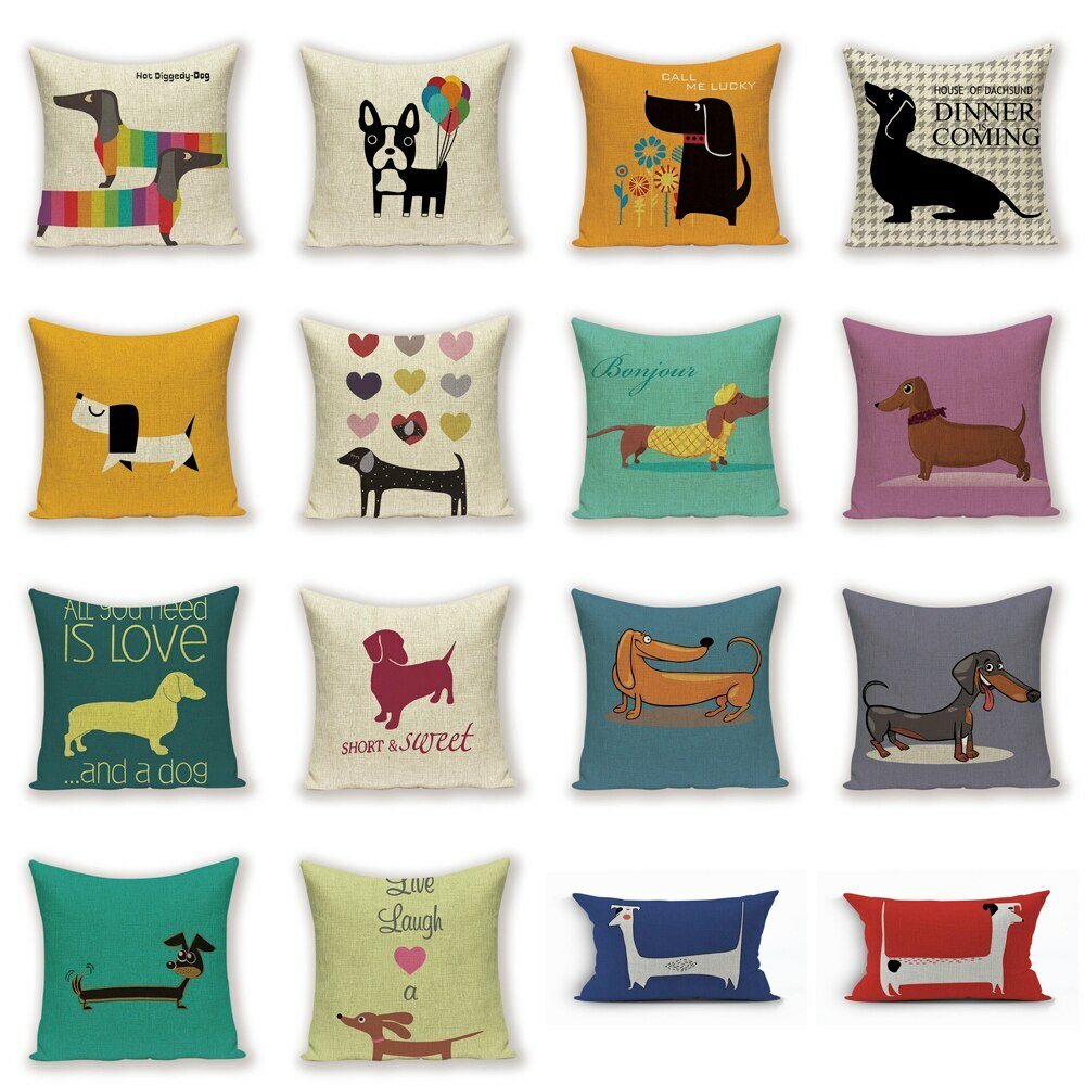 Dachshund Dog Cushion Covers Colorful Print Dachshund Pillow Covers ...
