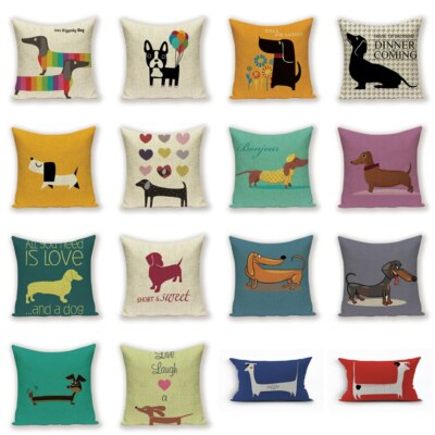 Dachshund Dog Cushion Covers Colorful Print Dachshund Pillow Covers ...
