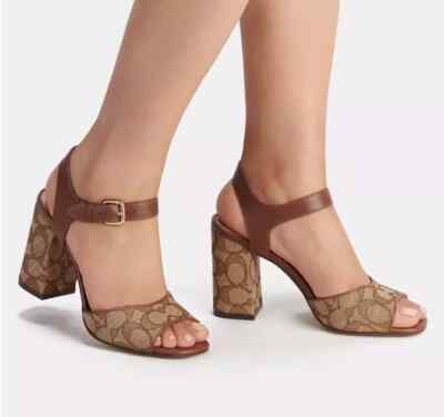 Coach Women’s Marla Signature Sandal. Color Khaki/Saddle US 9 | eBay